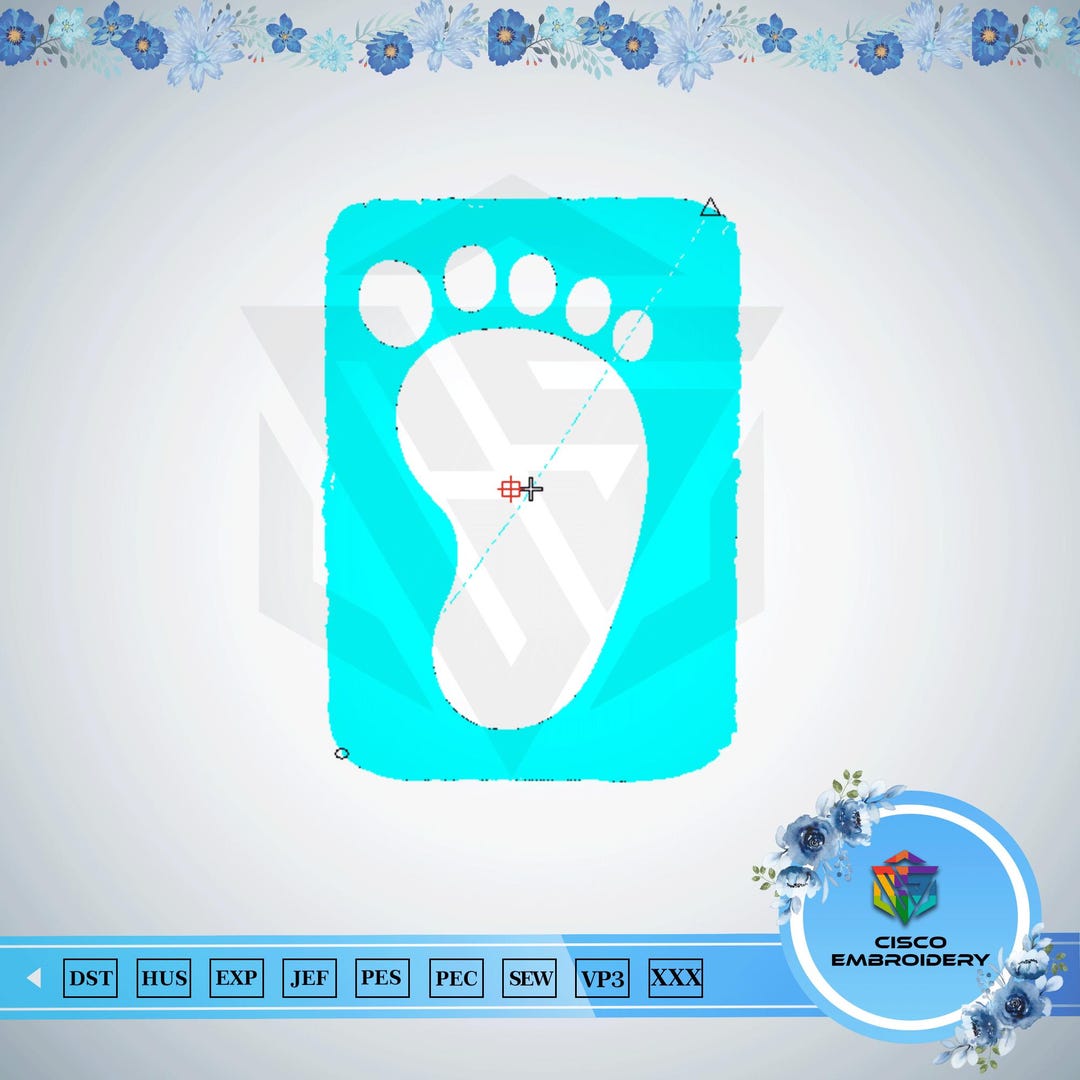 Footprint Embroidery Design File | Baby Foot Step Pattern | Machine ...