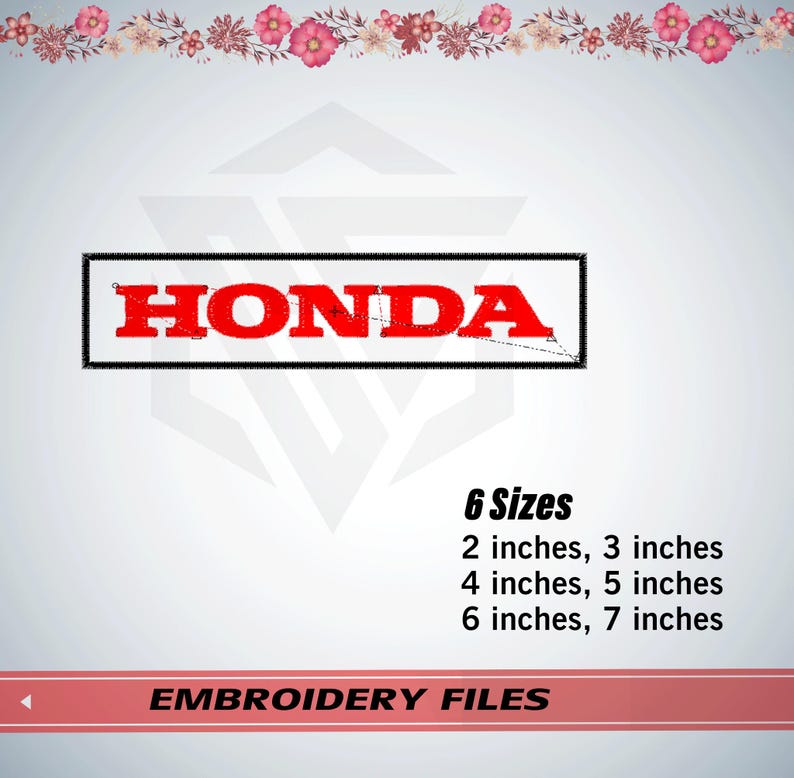 Red Honda Text Machine Stitch File | Car Logo Lettering for Jackets ...