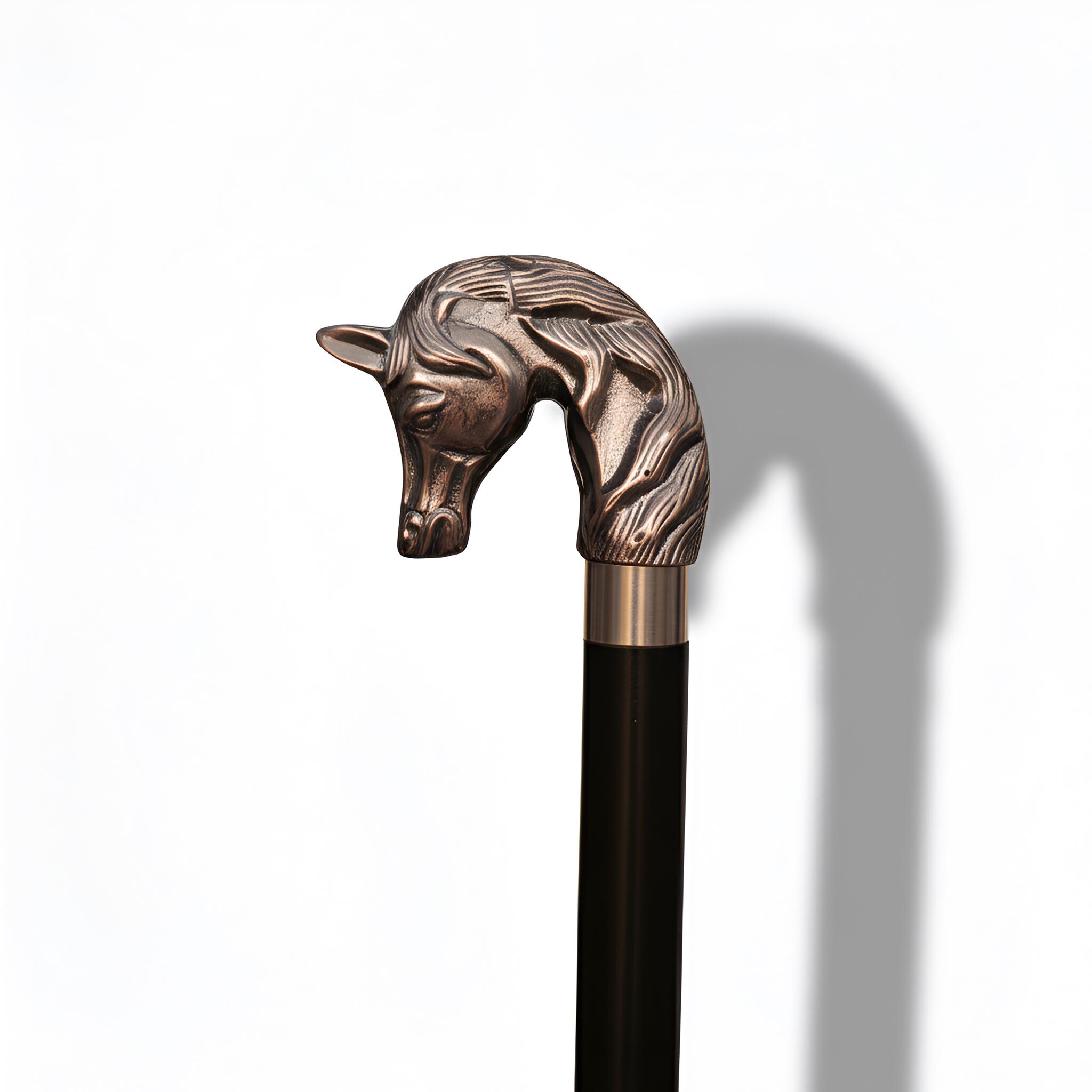Horse Head Walking Cane – Victorian Brass Handle Wooden Walking Stick ...