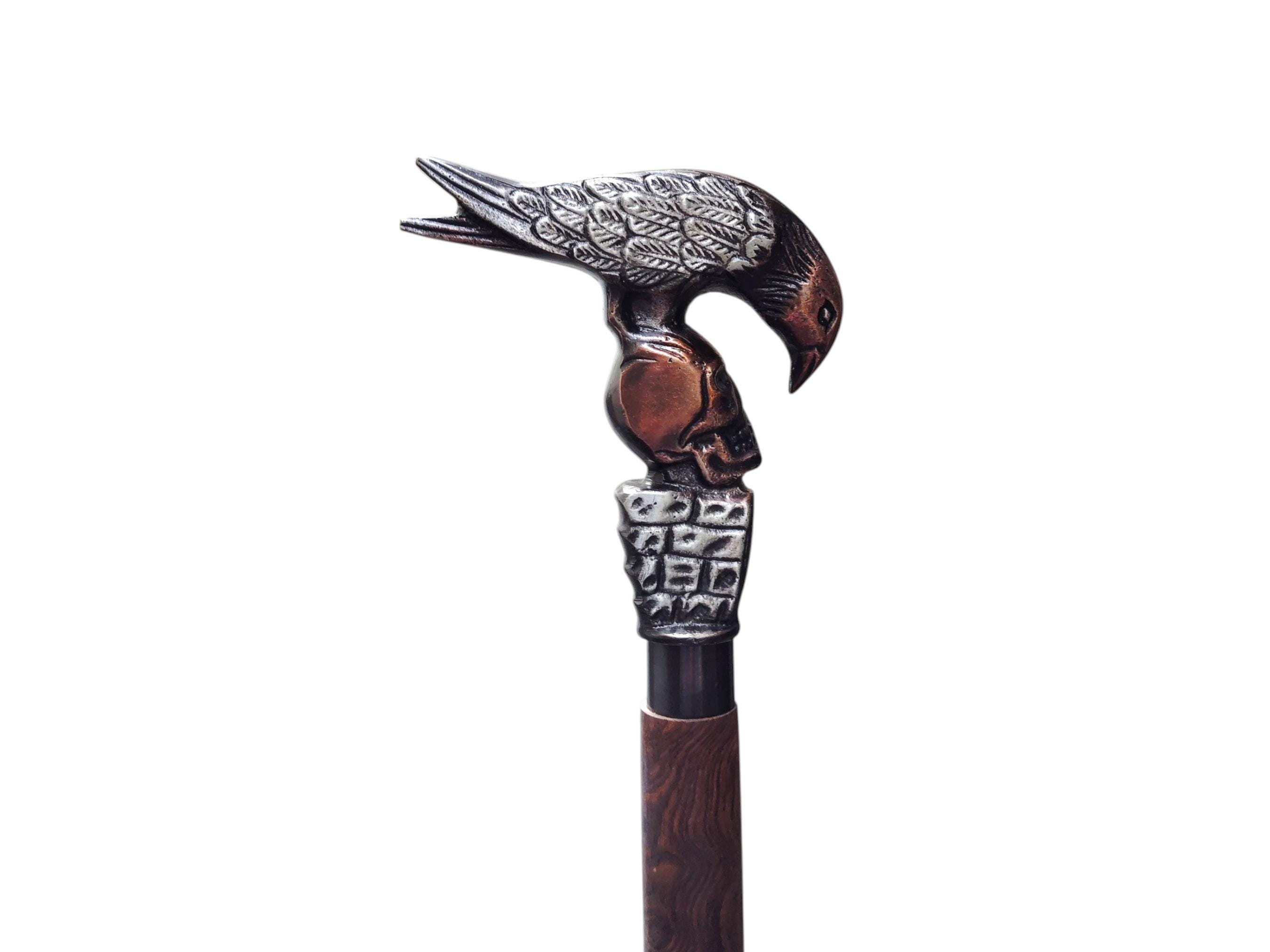Handmade Wooden Walking Cane With Crow-design Head Handle – Victorian ...