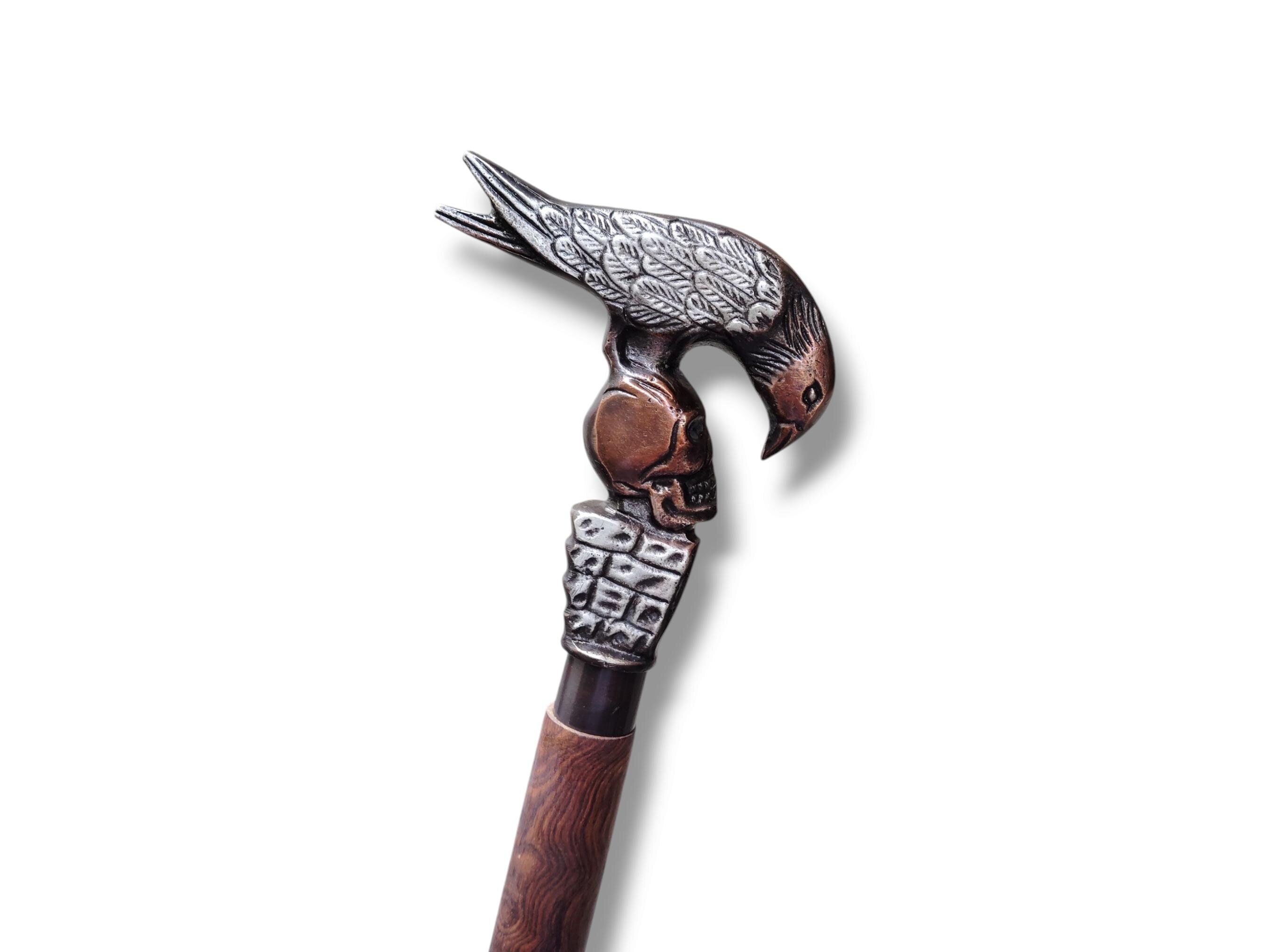 Handmade Wooden Walking Cane With Crow-design Head Handle – Victorian ...