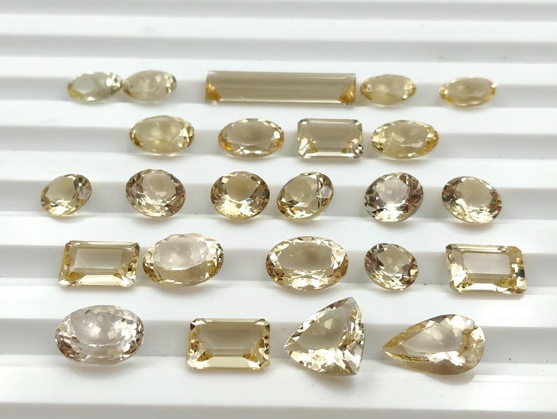 Natural Yellow Beryl Faceted Gemstone Lot Mixed Shape Crystals for ...