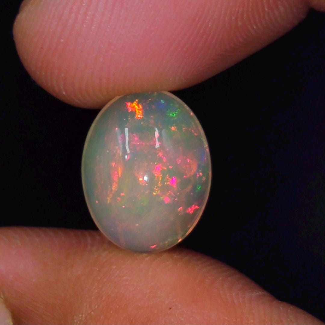 Ethiopian Fire Opal Cabochon Oval Gemstone for Jewelry Making 4.3crt 10 ...