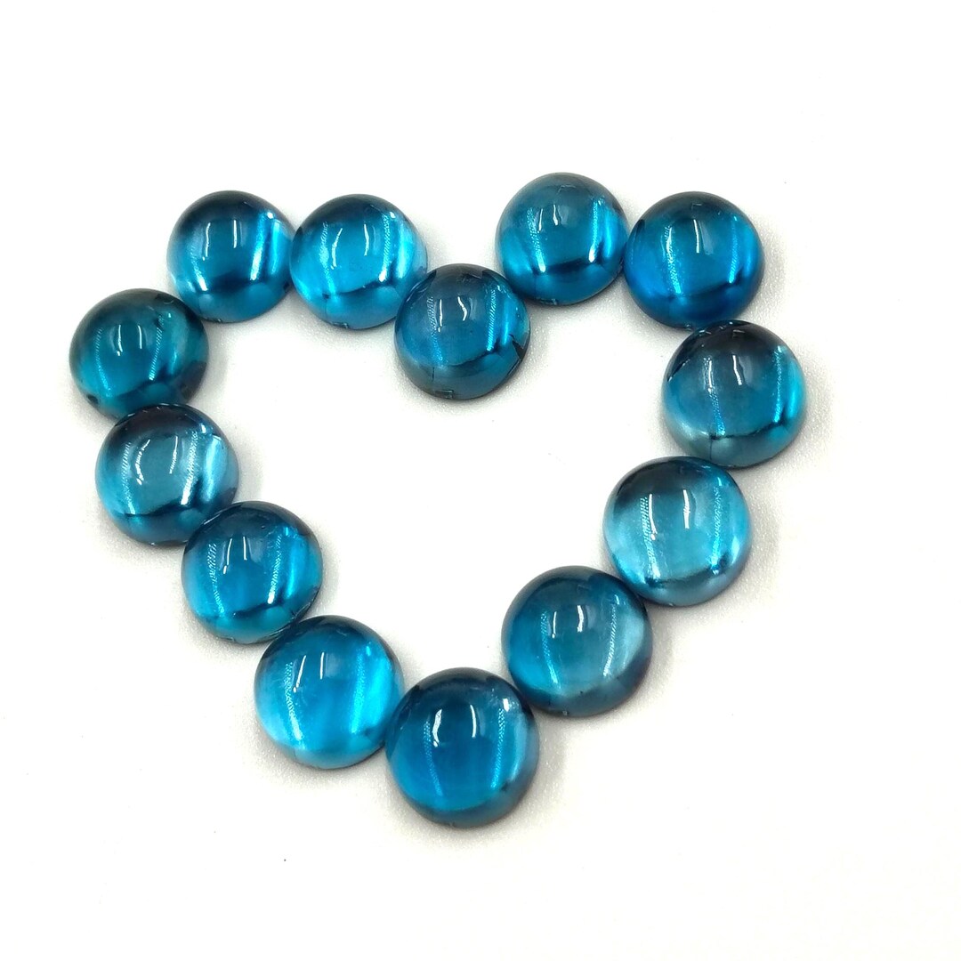 Genuine London Blue Topaz Gemstone Round Cabochons for Jewelery Making ...