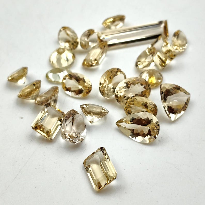 Natural Yellow Beryl Faceted Gemstone Lot Mixed Shape Crystals for ...