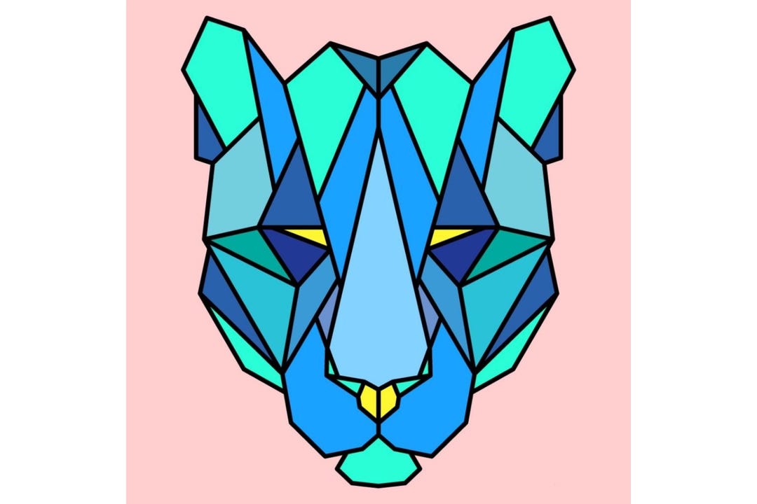 Geometric Tiger Art Print – Blue Polygon Animal Illustration (digital ...