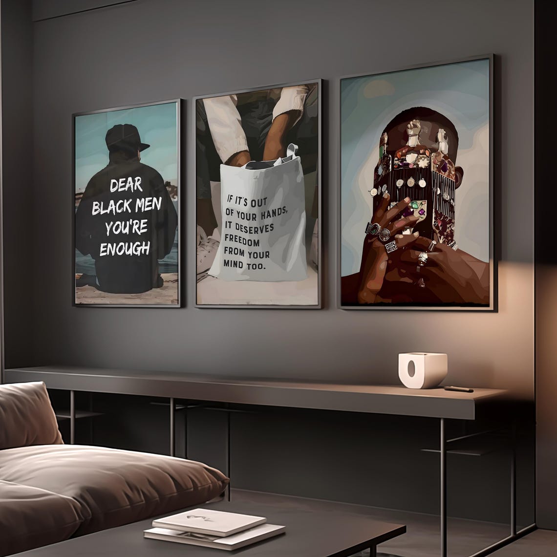 Set of 3 Black African Men Wall Art, Hypebeast Room Wall Art, Black ...