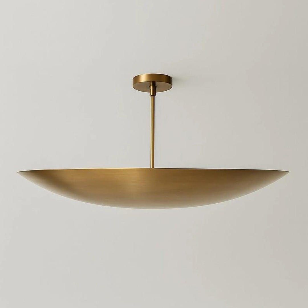 Mid Century Ceiling Light Fixture Pendant 6 Light Flush Mount Raw Brass ...