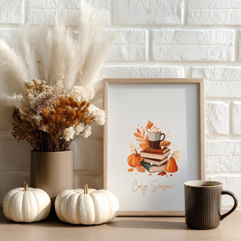 Quadro "Chocolate Quente e Livros" - Presente para Ela, Cantinho de ...