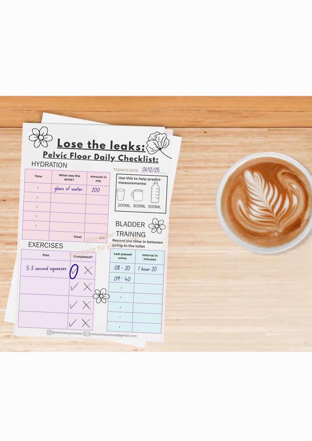 Lose the Leaks: Pelvic Floor Daily Checklist | Printable Bladder ...