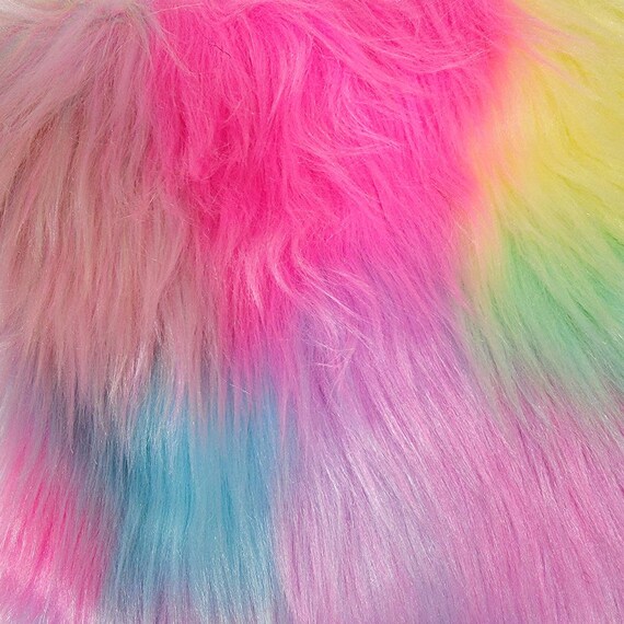 Precut COTTON CANDY Faux Fur Rainbow Fur Faux Fur Poms | Etsy