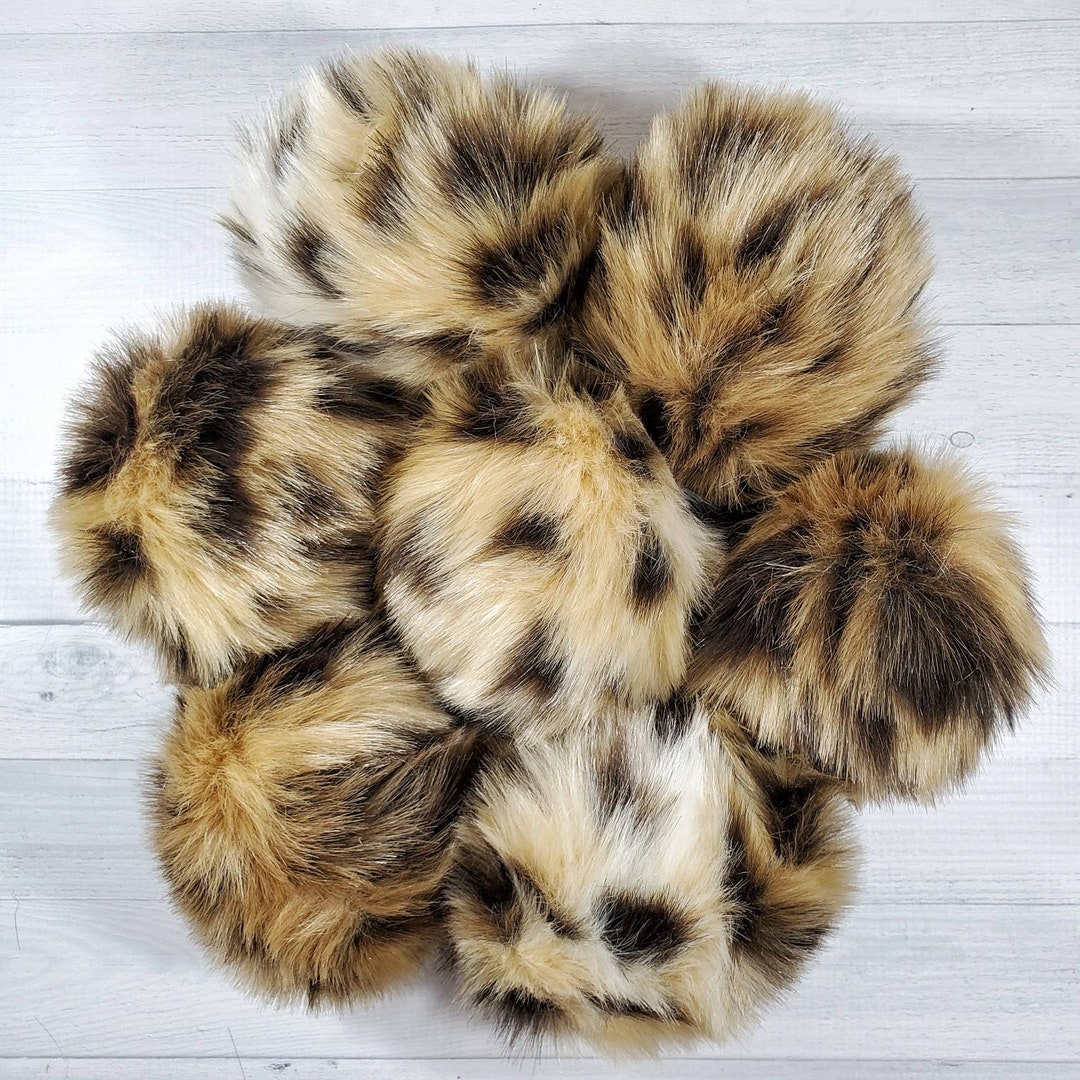 LEOPARD Faux Fur Poms, Animal Print Poms, Leopard Poms, Faux Fur Poms ...