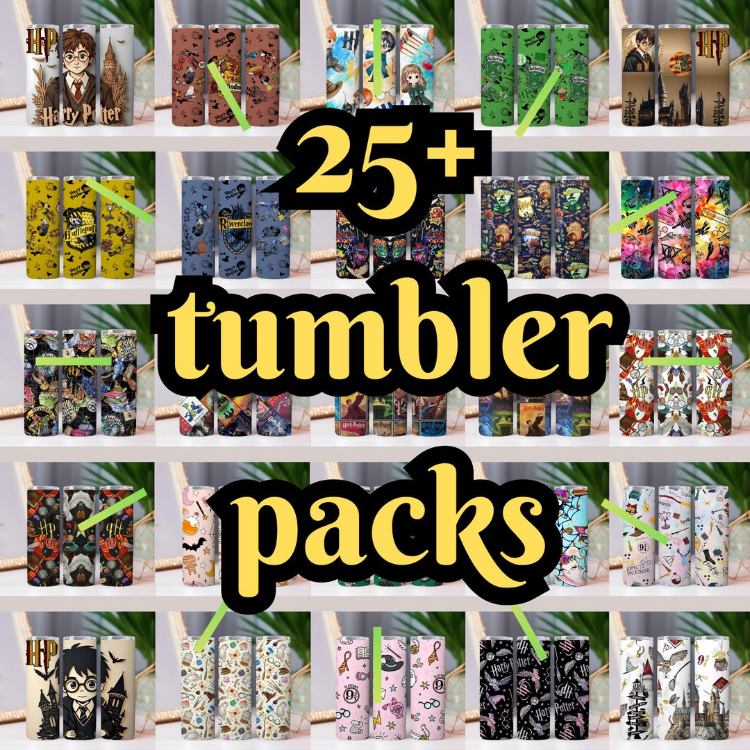 Pack of 25+ Wizard Collage 20oz Tumbler Wrap PNG – Colorful Magic ...