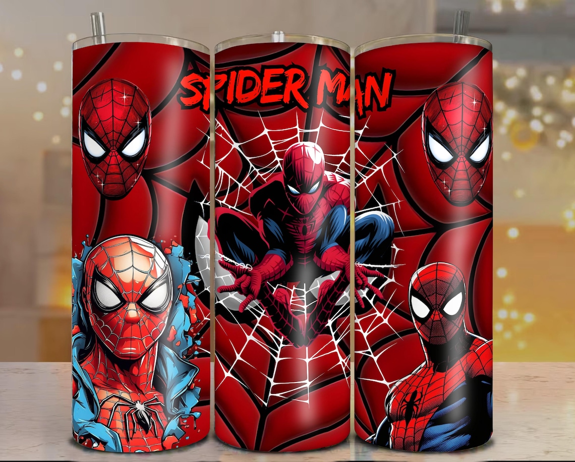 Spiderman Tumbler Wrap: Superhero 20oz Tumbler Sublimation Design ...