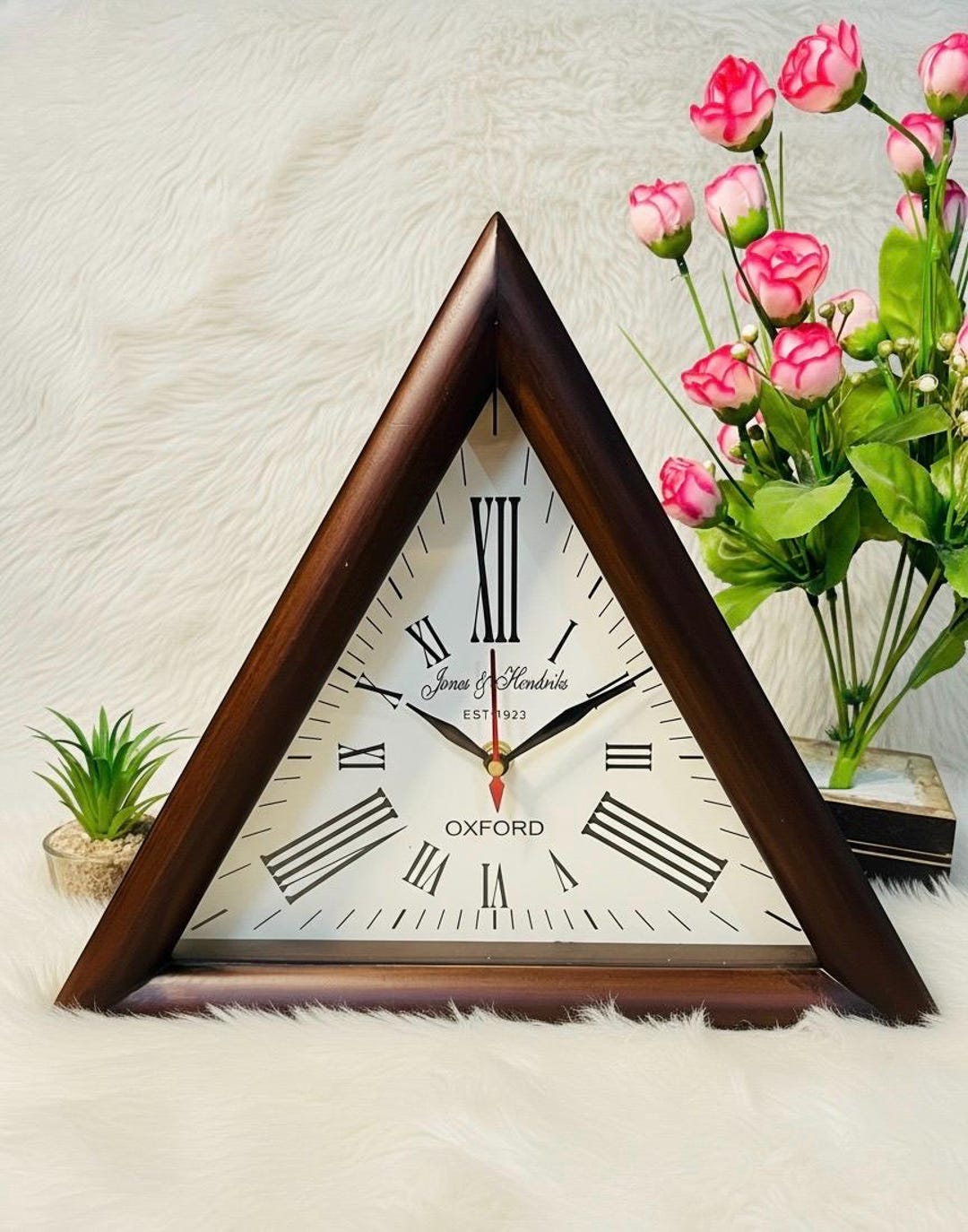 Triangle Wooden Wall Clock: 12" Oxford 1923 Vintage Style - Etsy