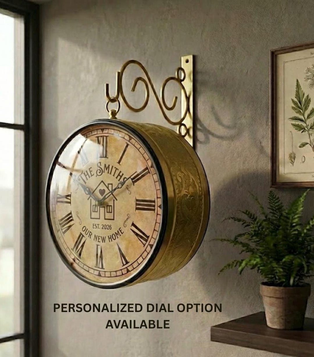 Vintage Style Station Dual Side Wall Clock- Perfect Personalized ...