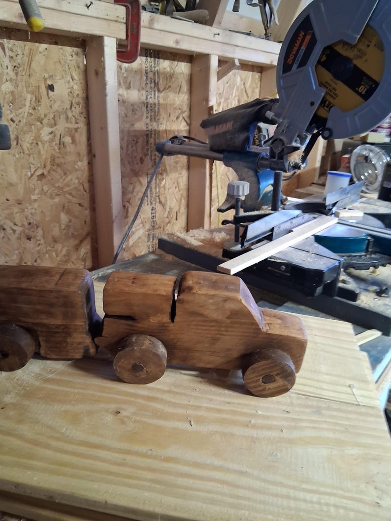 Wooden Truck and Trailer With Movable Wheels - Etsy