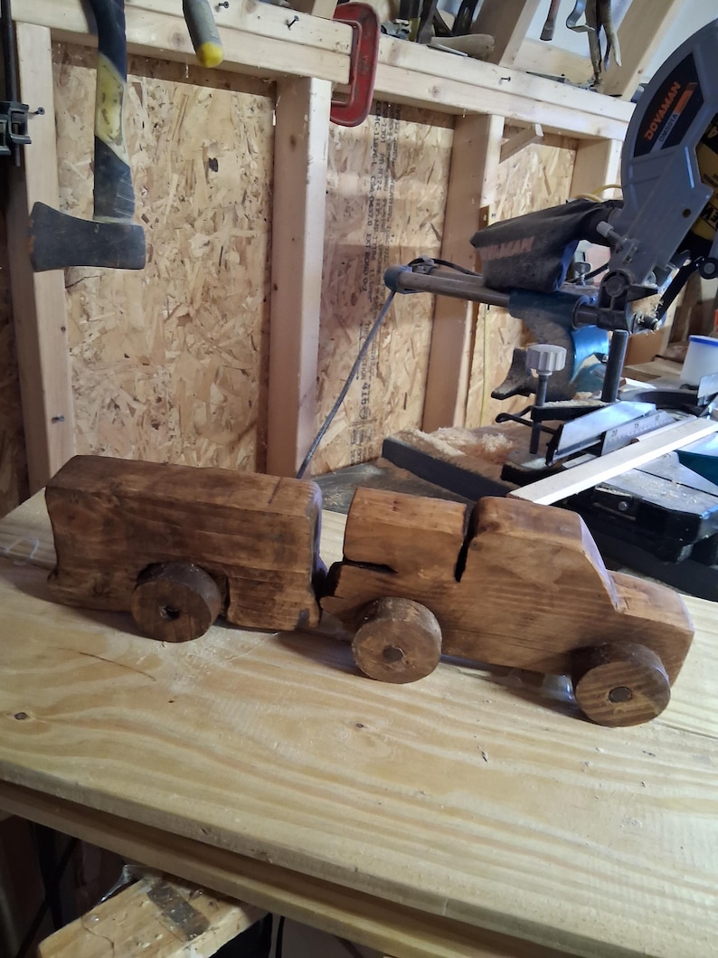 Wooden Truck and Trailer With Movable Wheels - Etsy