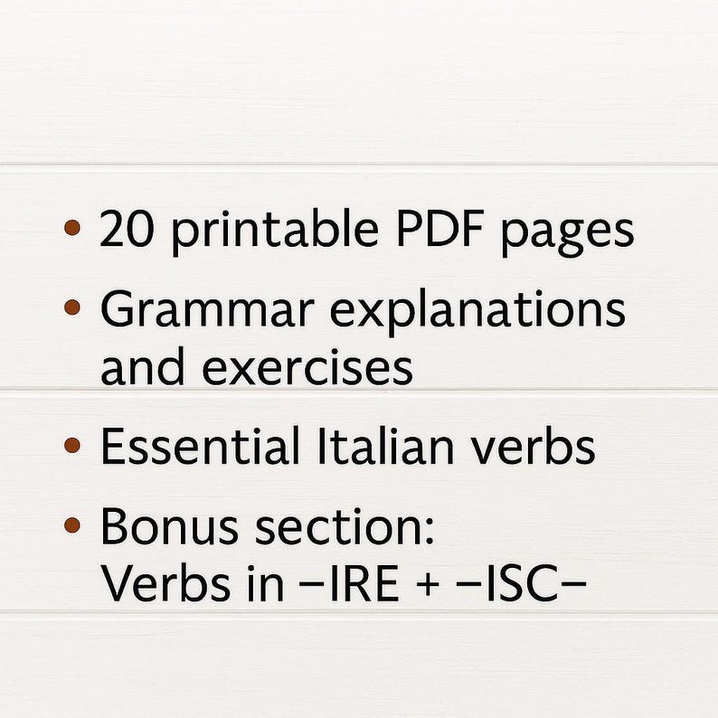 Italian Grammar Worksheets.printable PDF Bundle.presente Indicativo ...