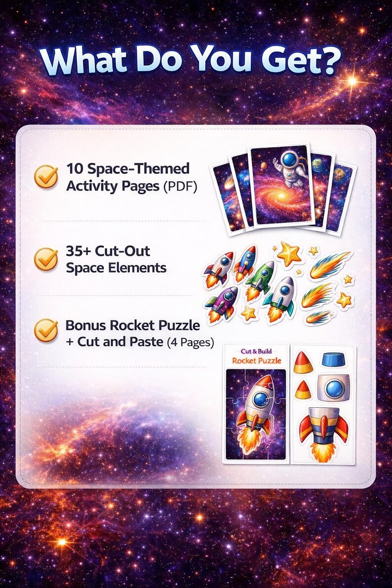 Space Busy Book for Kids | Cut and Paste Rocket Activities | Preschool ...