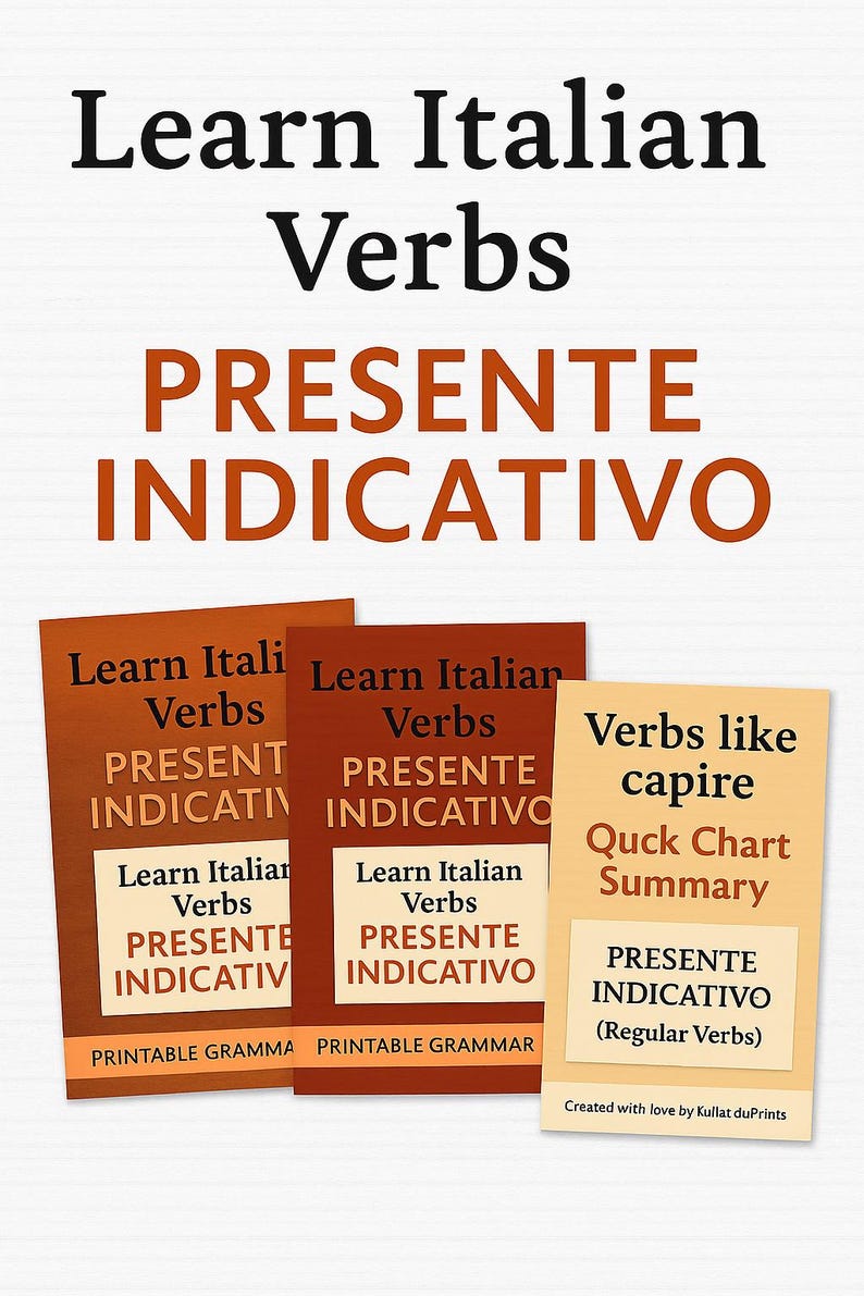 Italian Grammar Worksheets.printable PDF Bundle.presente Indicativo ...