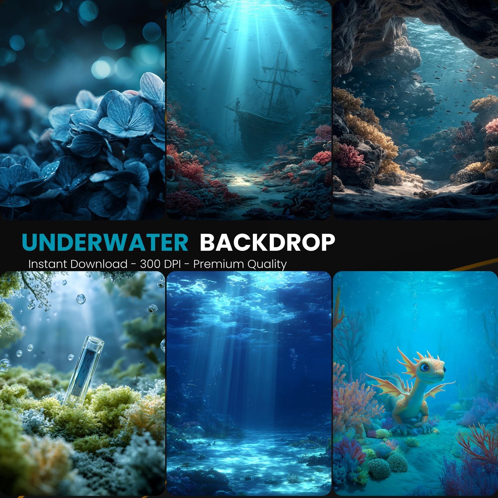 Ocean Digital Backdrops: Underwater Photography Editing (digital ...