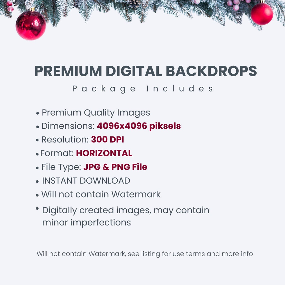 Festive Christmas Digital Backdrop: Holiday Photo Overlay (JPEG & PNG ...