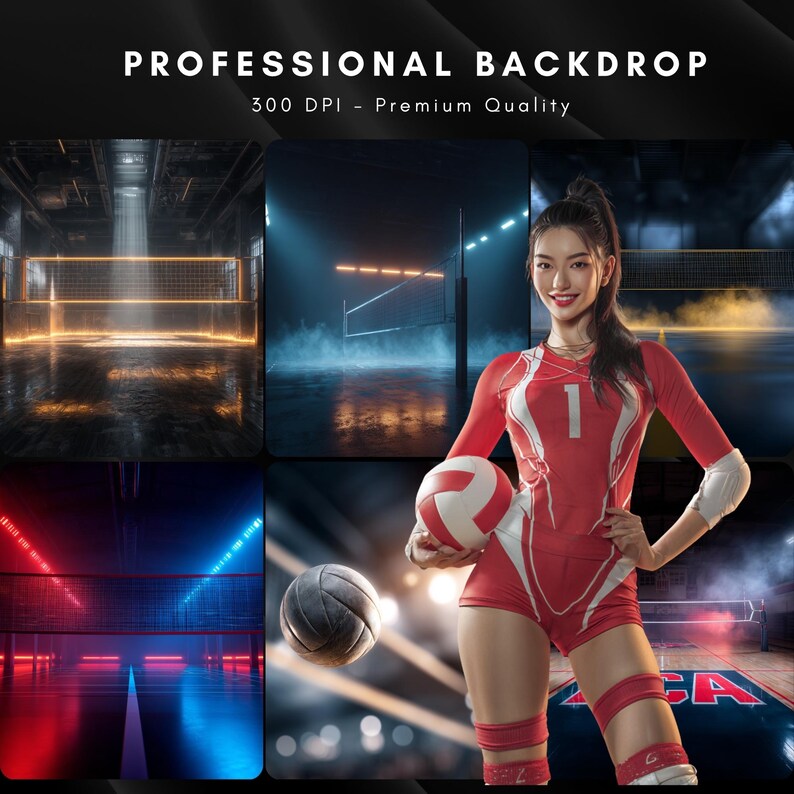 Volleyball Digital Backdrops: Sports Poster & Banner Backgrounds - Etsy
