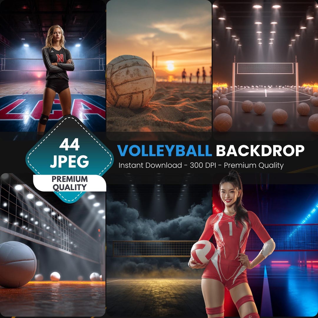 Volleyball Digital Backdrops: Sports Poster & Banner Backgrounds - Etsy