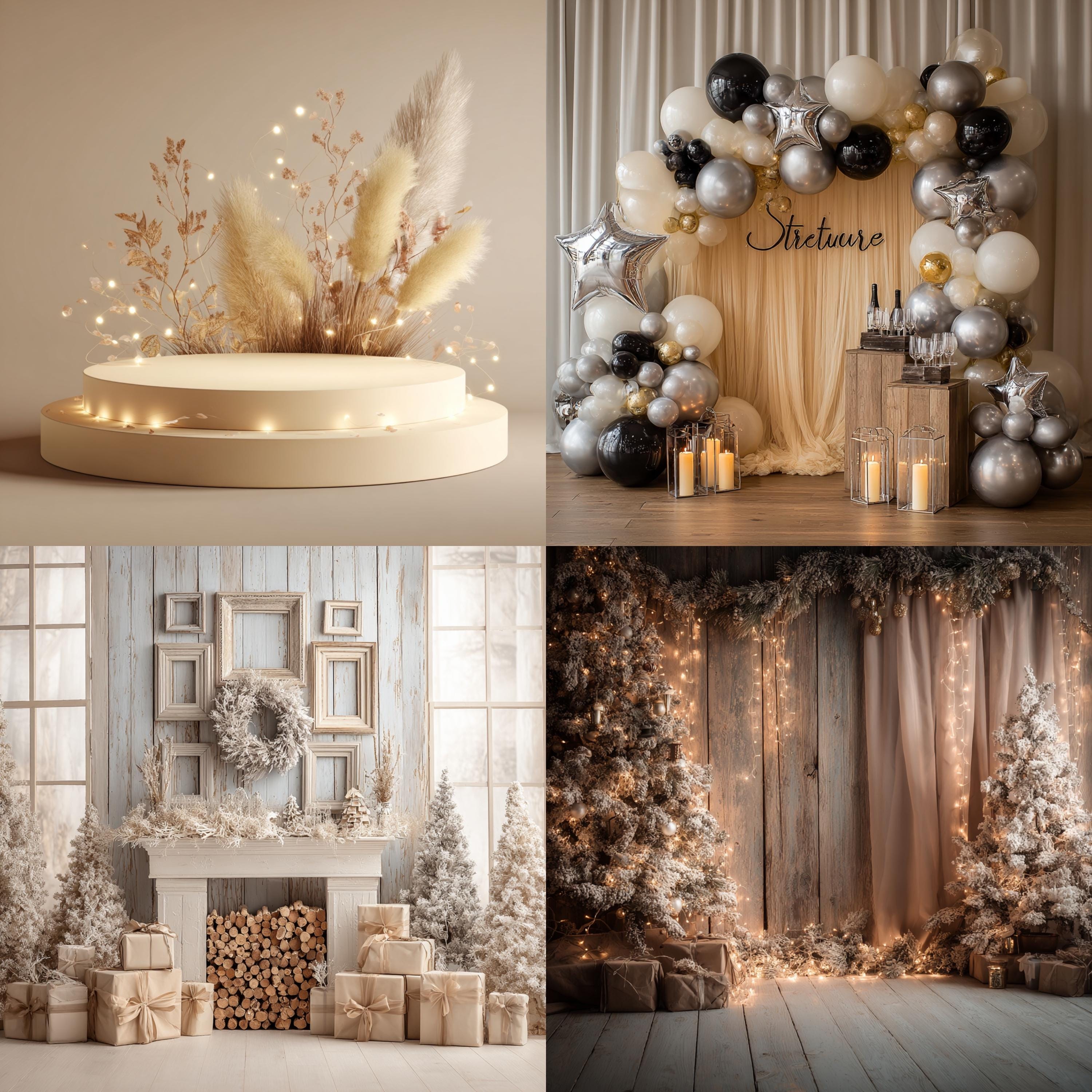Festive Christmas Digital Backdrop: Holiday Photo Overlay (JPEG & PNG ...