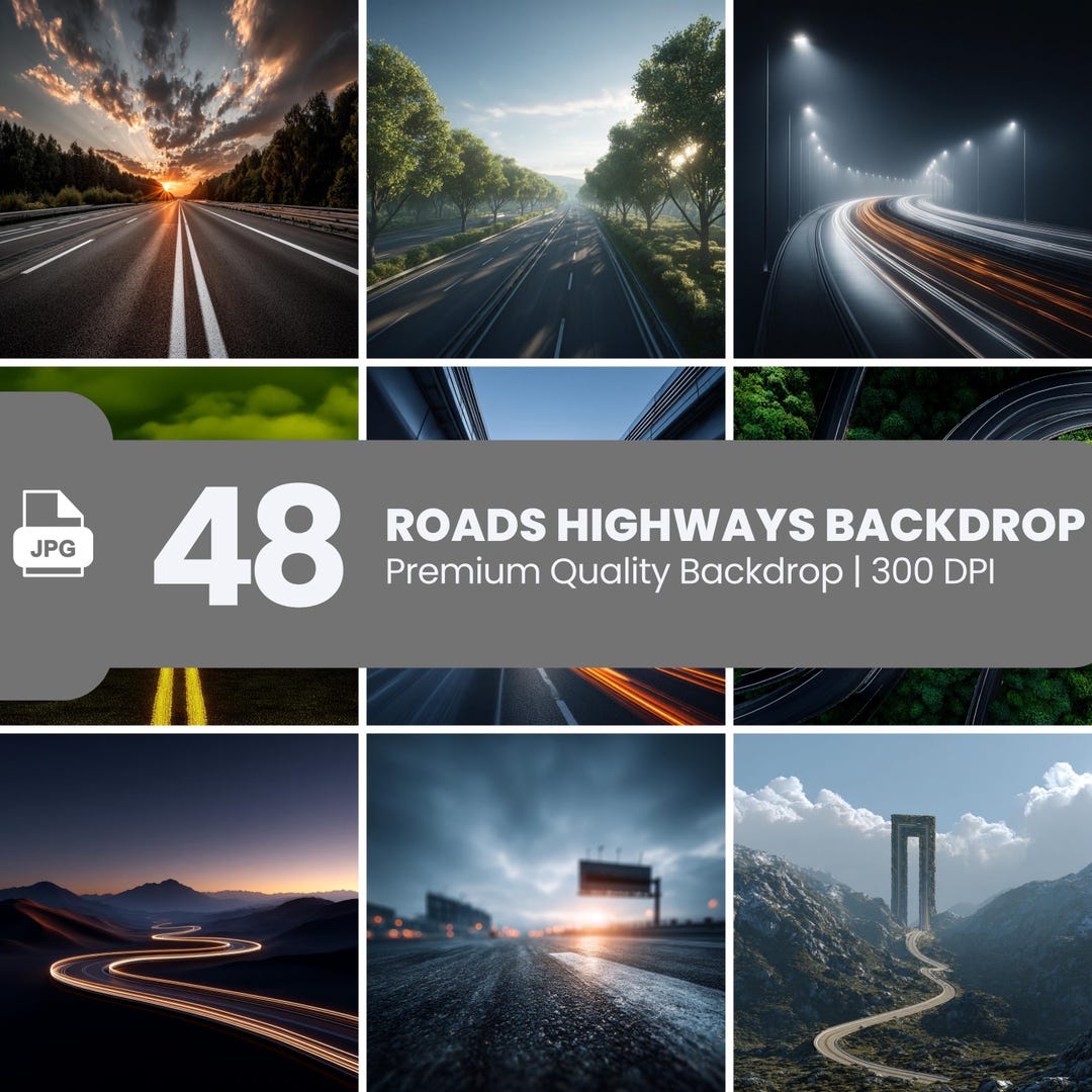 Roads Highways Photography Digital Backdrop Bundle (JPEG & PNG) - Etsy