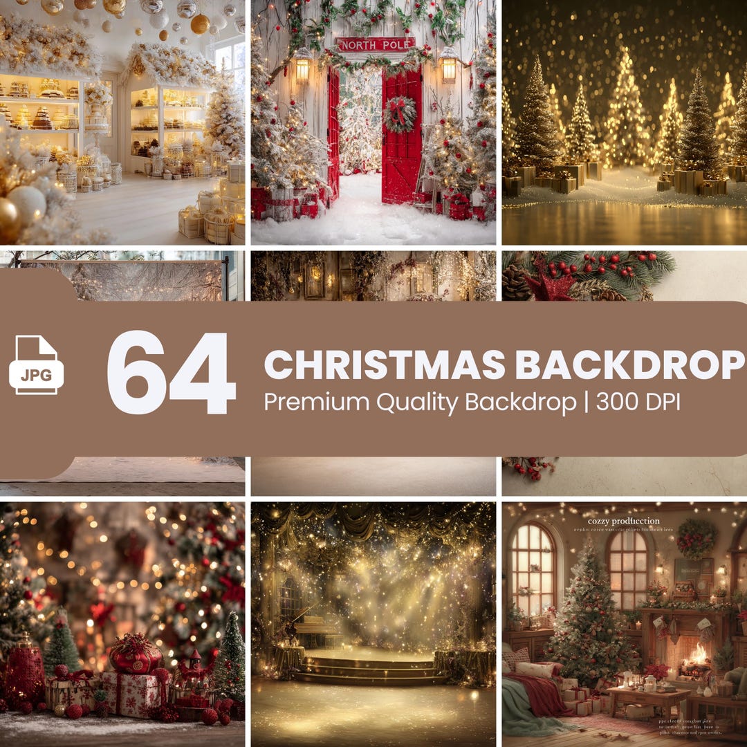 Christmas Digital Backdrop: Festive Holiday Background for Photoshop ...