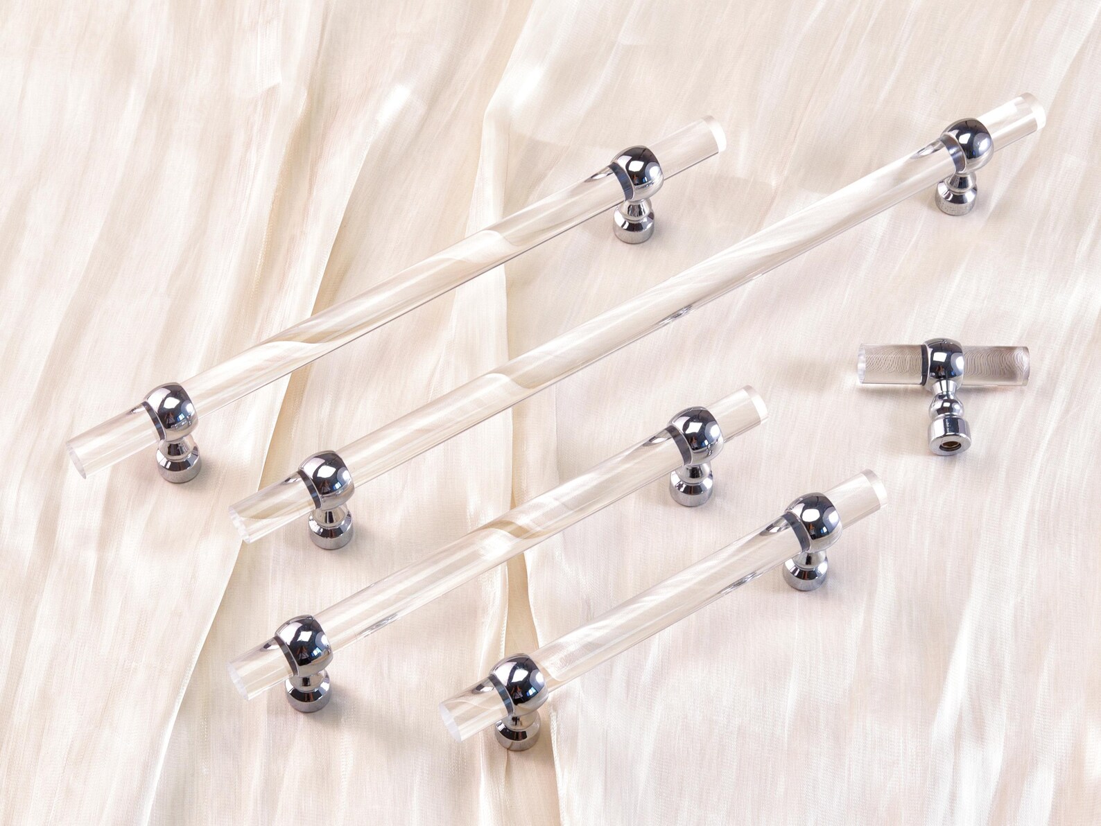 Acrylic Transparent Simple Handles Knobs Drawer Pulls Dresser Cupboard ...