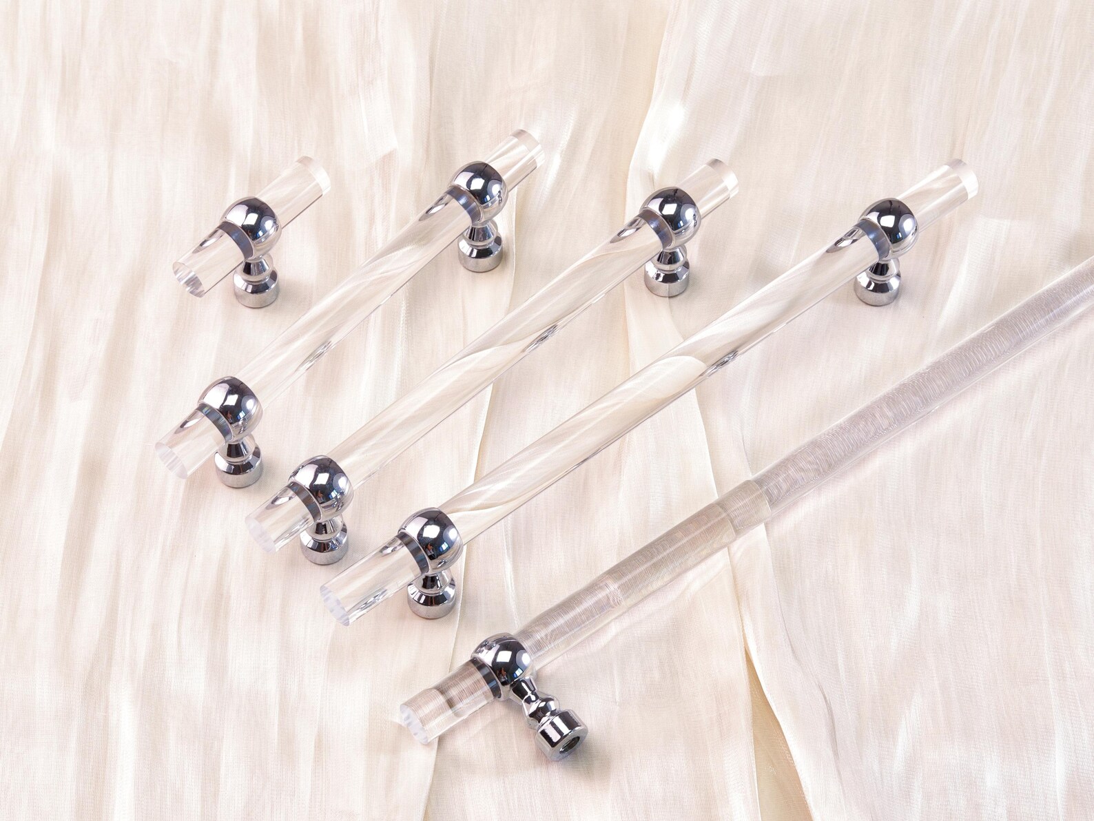 Acrylic Transparent Simple Handles Knobs Drawer Pulls Dresser Cupboard ...