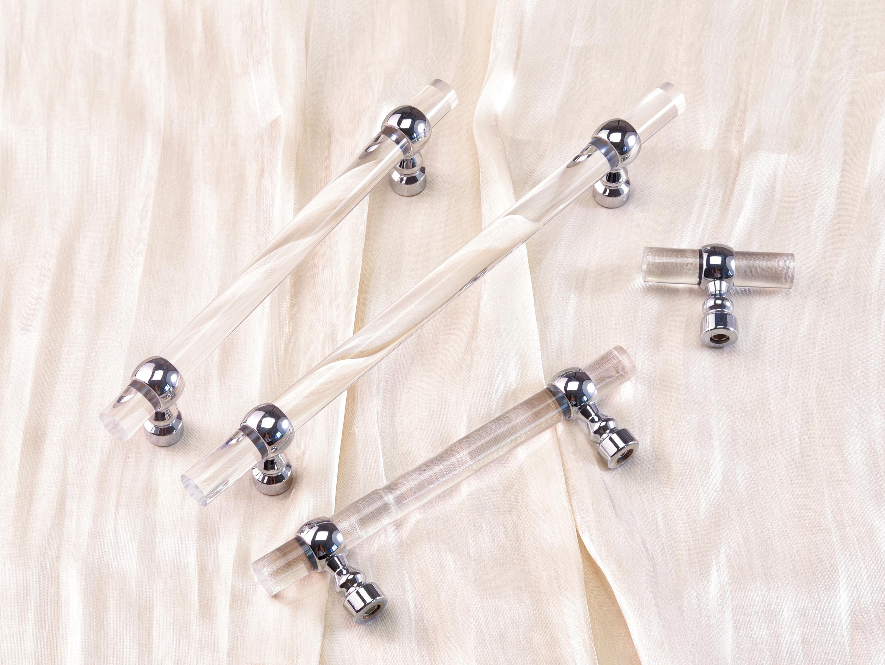 Acrylic Transparent Simple Handles Knobs Drawer Pulls Dresser Cupboard ...