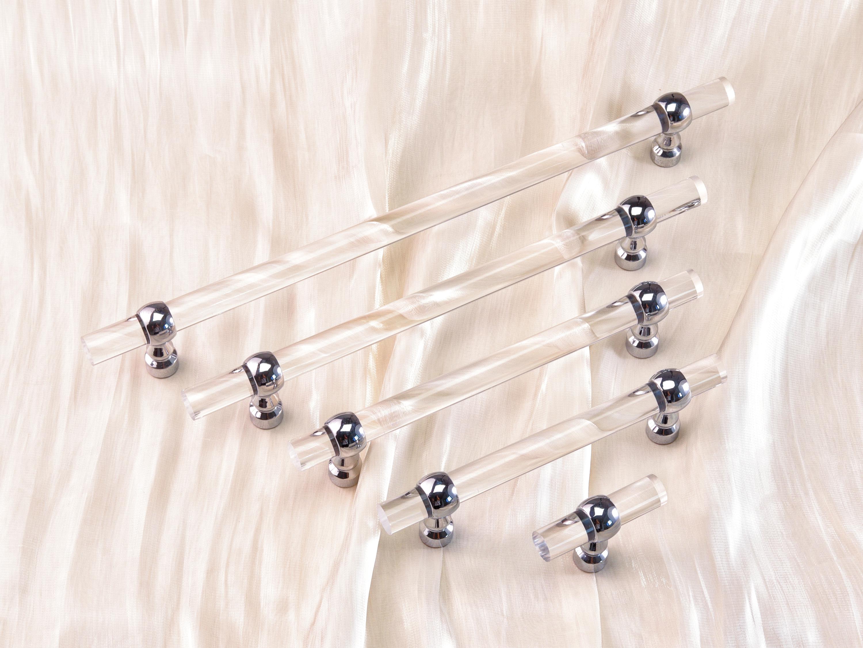Acrylic Transparent Simple Handles Knobs Drawer Pulls Dresser Cupboard ...