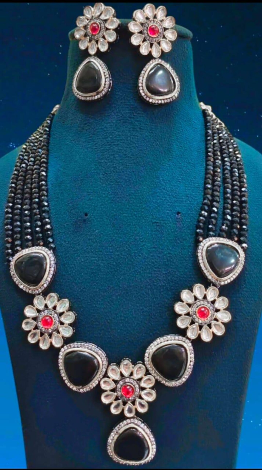 Boho Multi-colored Beaded Jewelry Set: Necklace and Earrings - Etsy