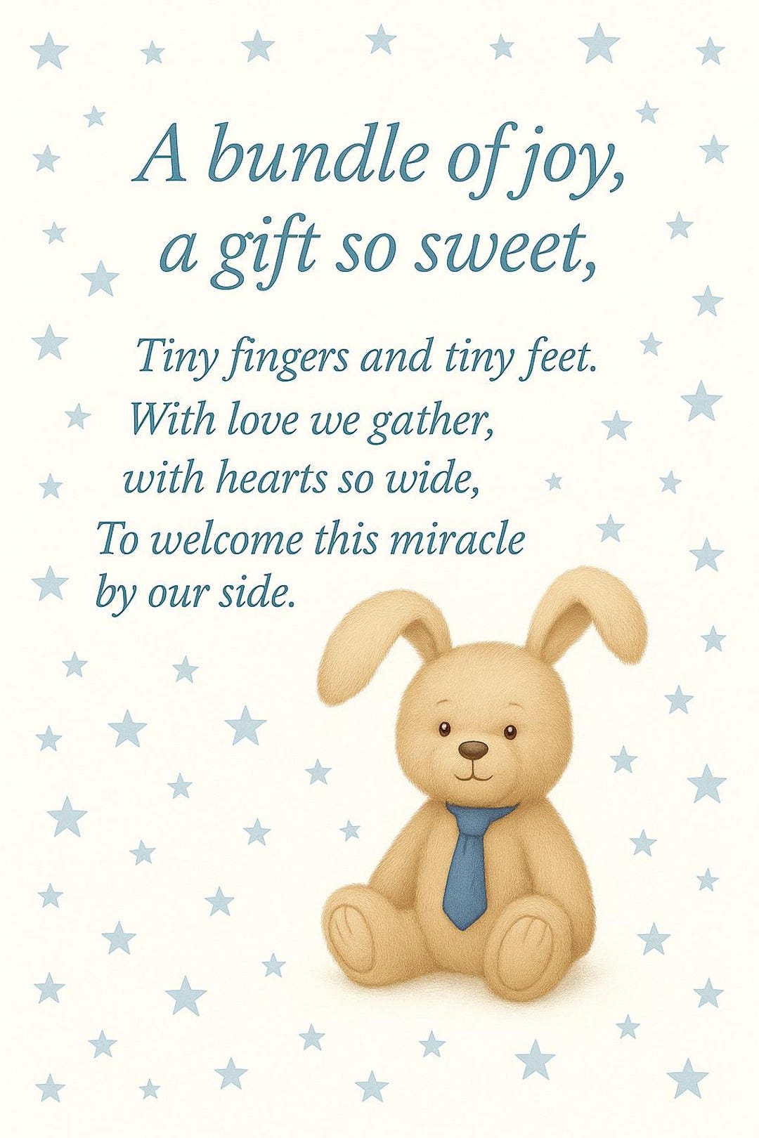 Teddy Bear Baby Shower Poem Sign: Gender Neutral Nursery Art Keepsake ...