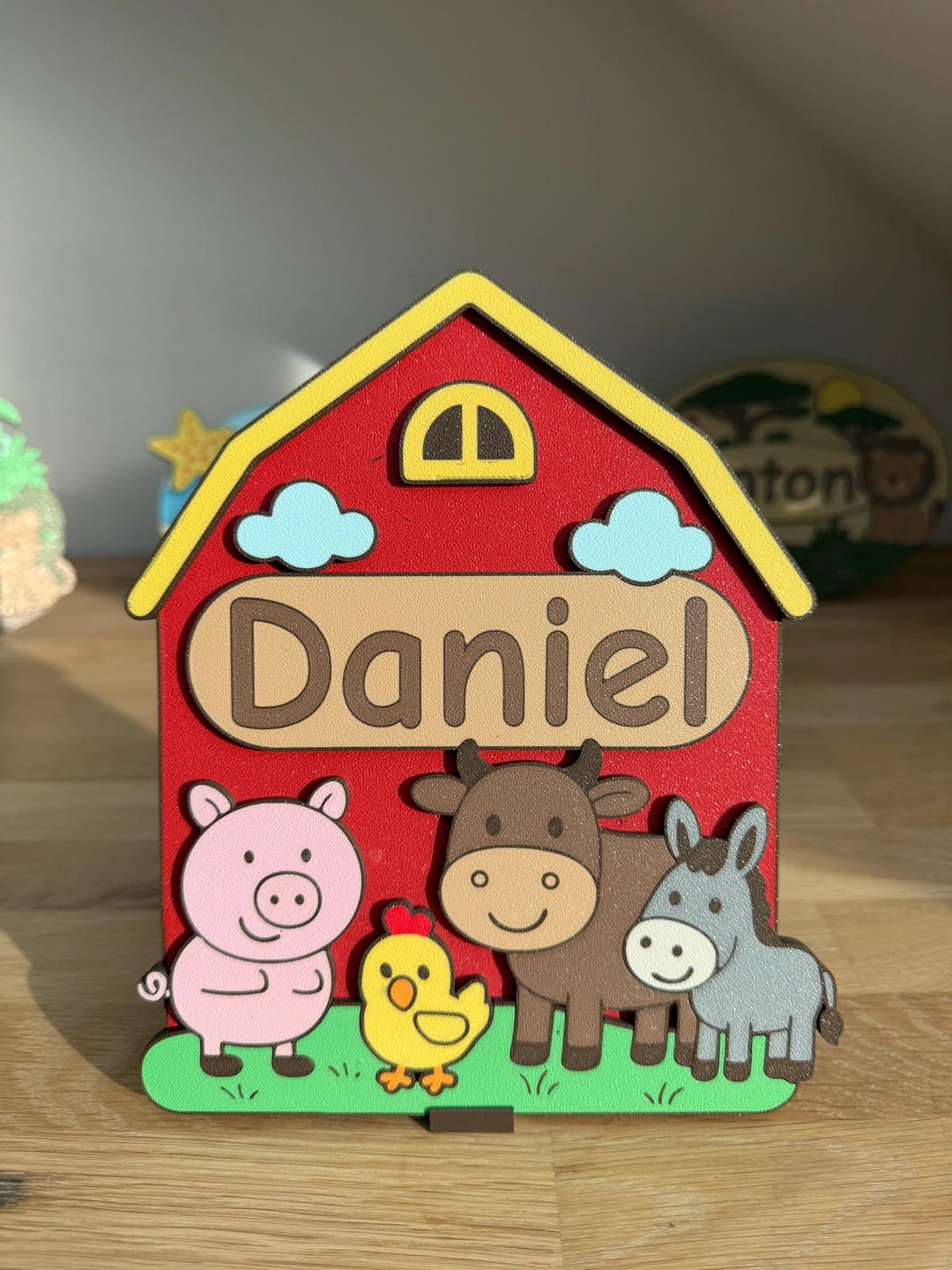 Personalized Children's Room Door Sign – Farm – 3D Nameplate (pig, Cow ...