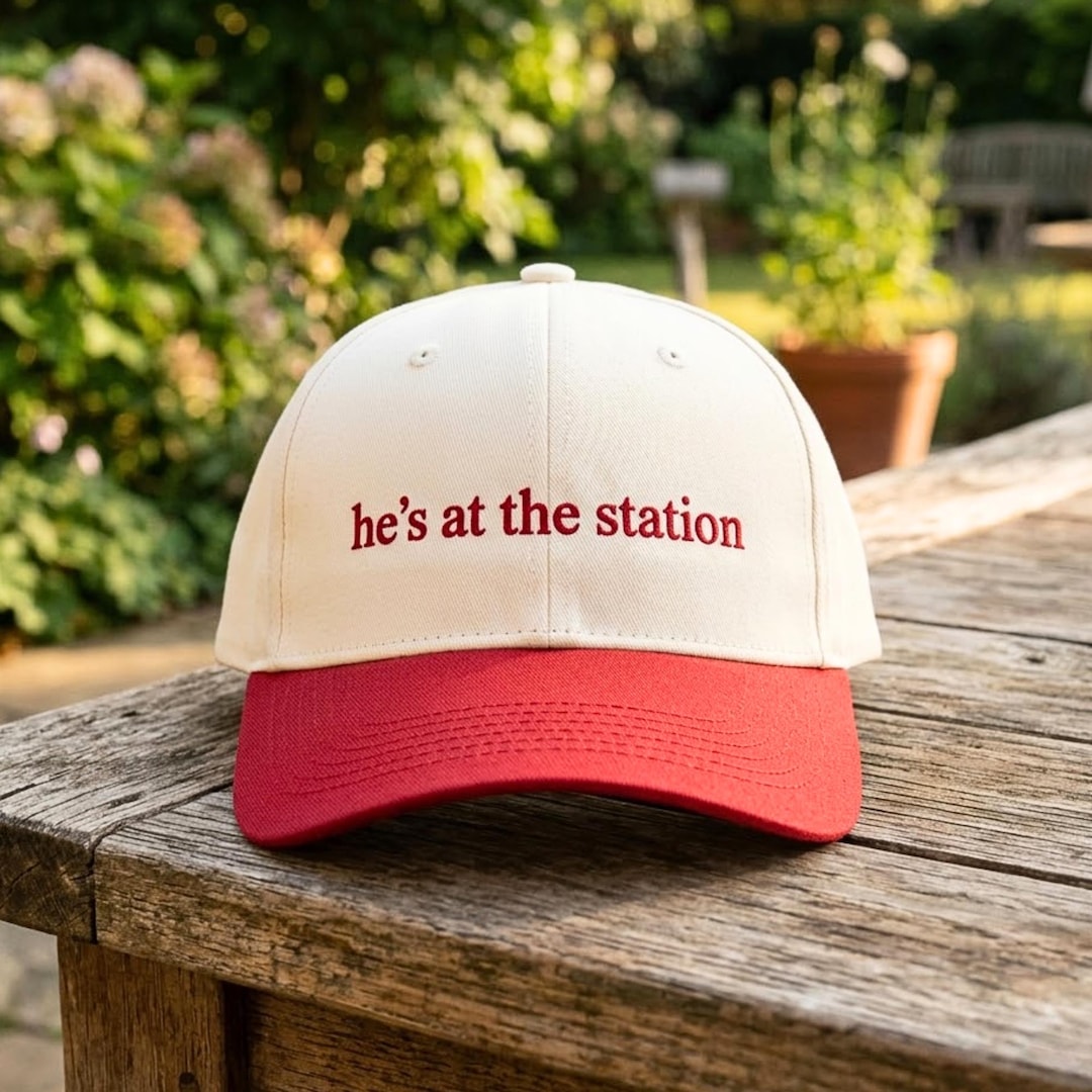 Embroidered Baseball Cap, Firefighter Wife Hat, "he's at the Station ...