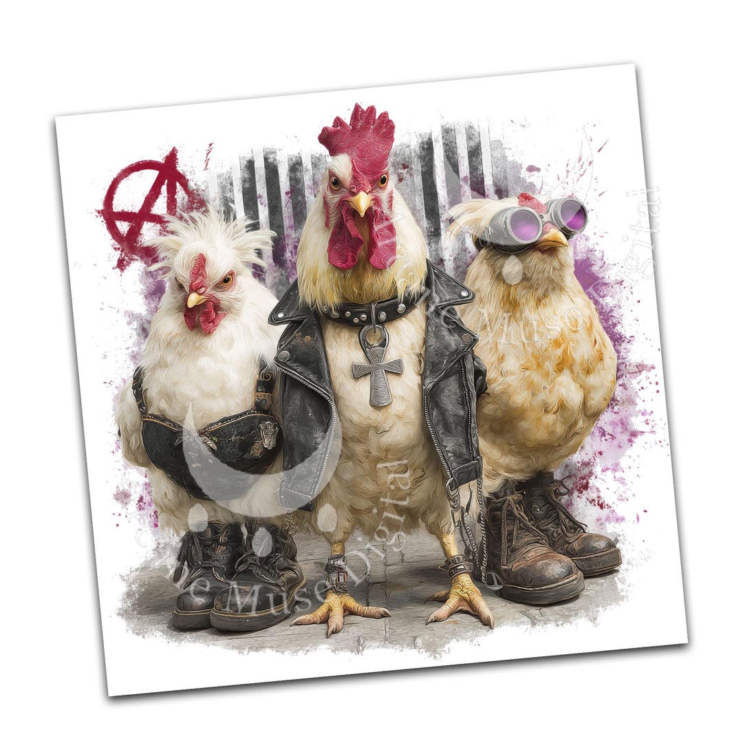 Punk Rock Chickens Rooster Png: Funny Farm Sublimation Design Trendy ...