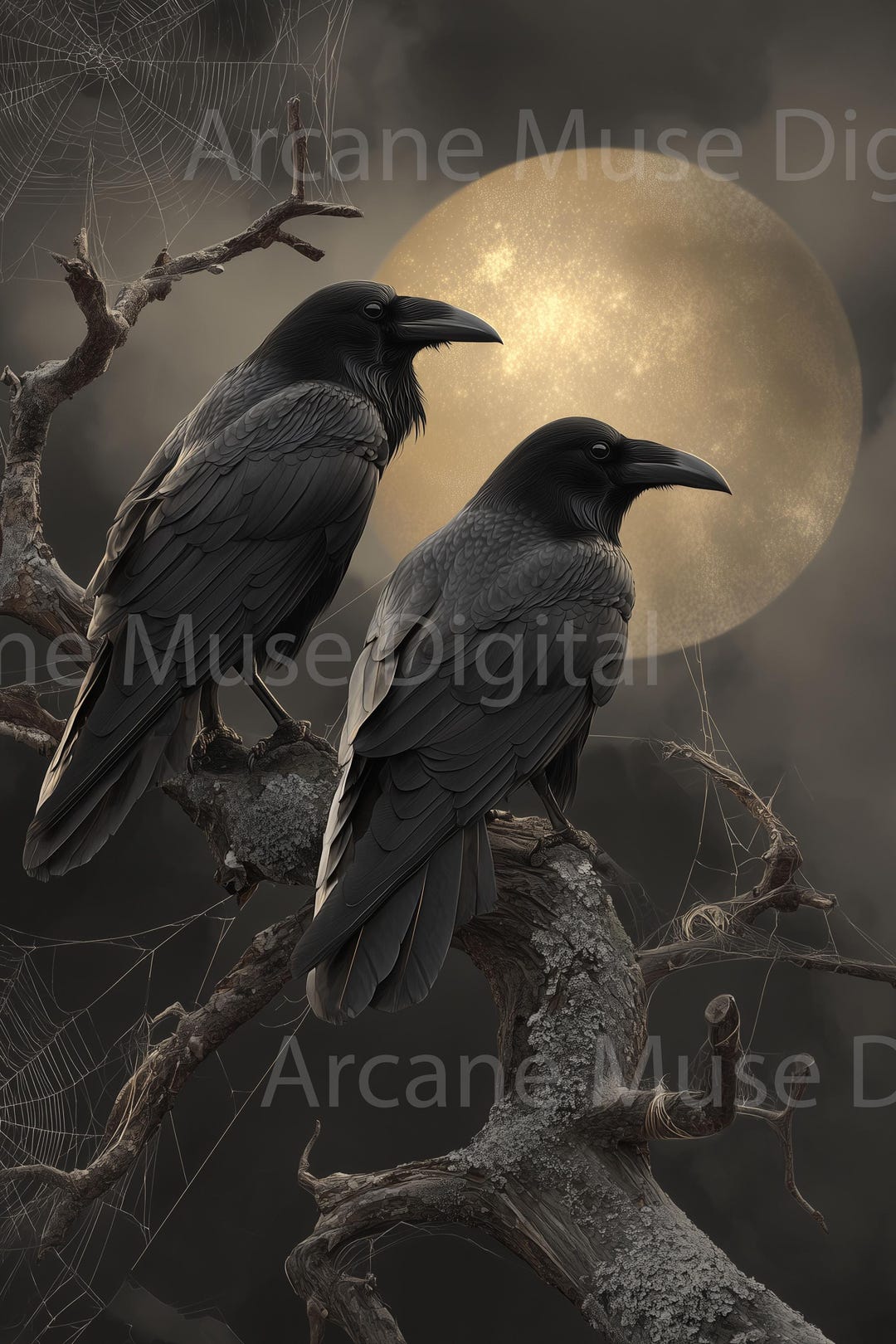 Raven Couple in Tree Printable Wall Art Vintage Dark Cottagecore ...