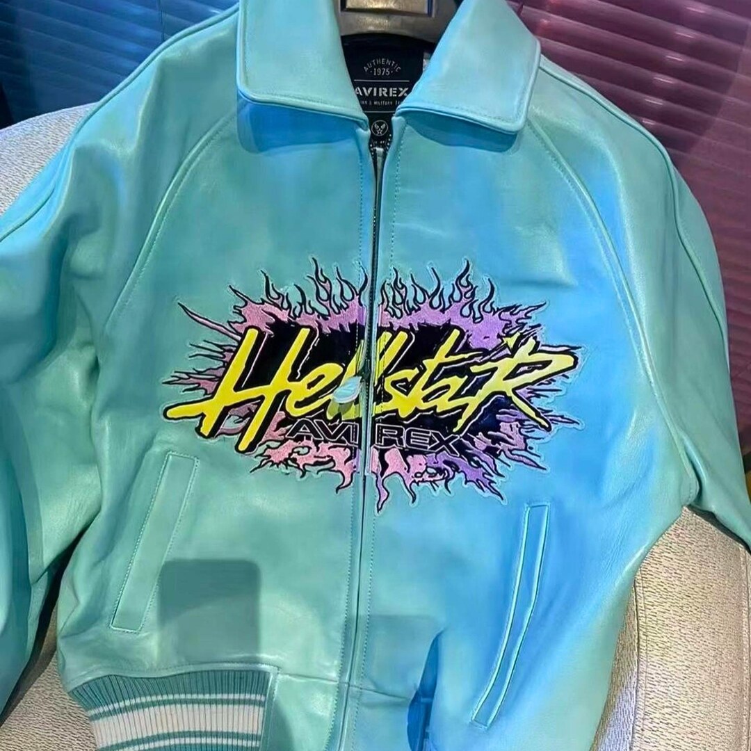 Hellstar X Avirex Leather Bomber Jacket: Limited Edition Streetwear - Etsy