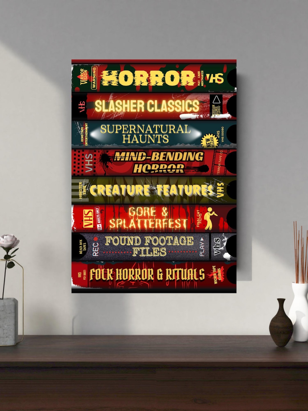 Yellow VHS Horror Poster | Retro Horror Wall Art | Gore, Slashers ...