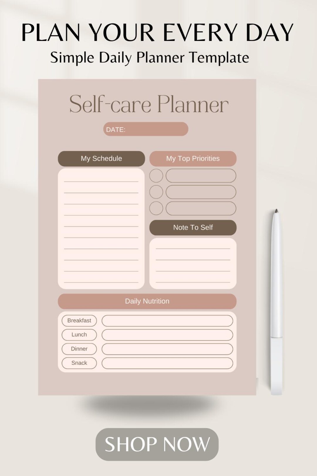 Self Care Daily Planner | Wellness Planner Printable | Self Love ...
