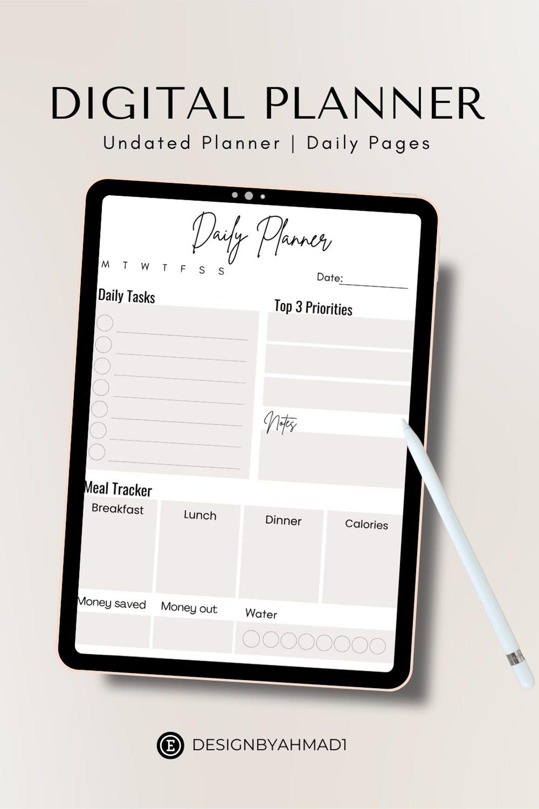 Digital Daily Planner • Minimalist Undated Planner for iPad • Essential ...