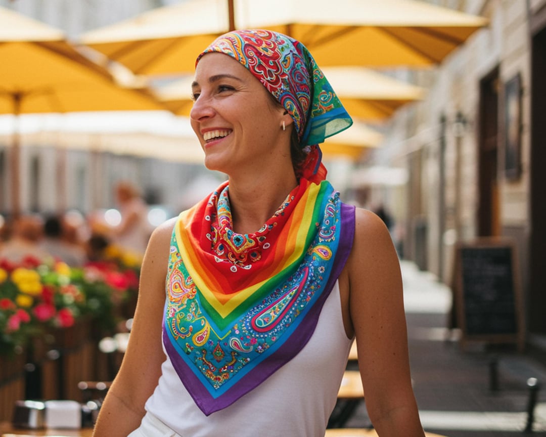 LGBTQ Pride Neck Scarf | Colorful Headscarf for Women | Rainbow Bandana ...