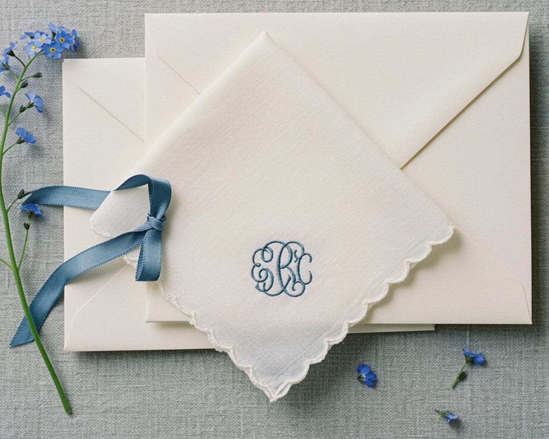 Personalized Embroidered Handkerchief With Custom Text, Wedding Gift ...