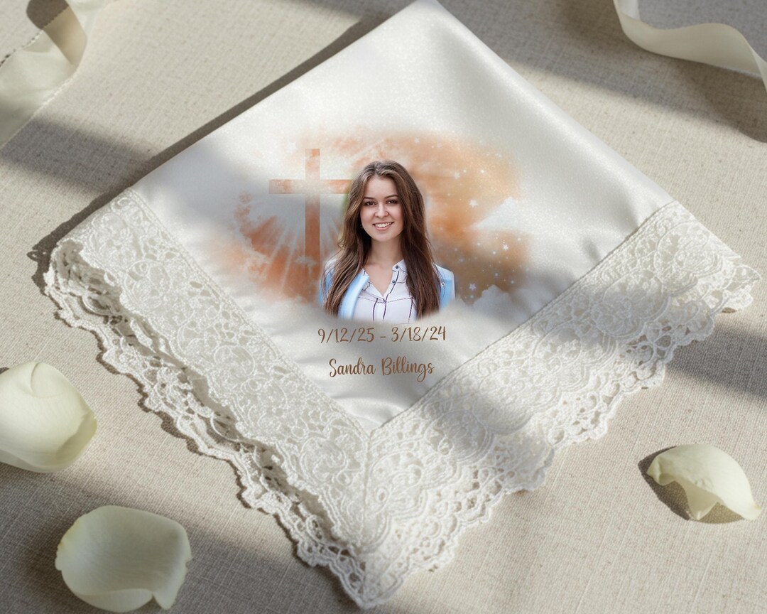 Custom Funeral Keepsake Lace Hankie | Personalized Memorial Lace ...