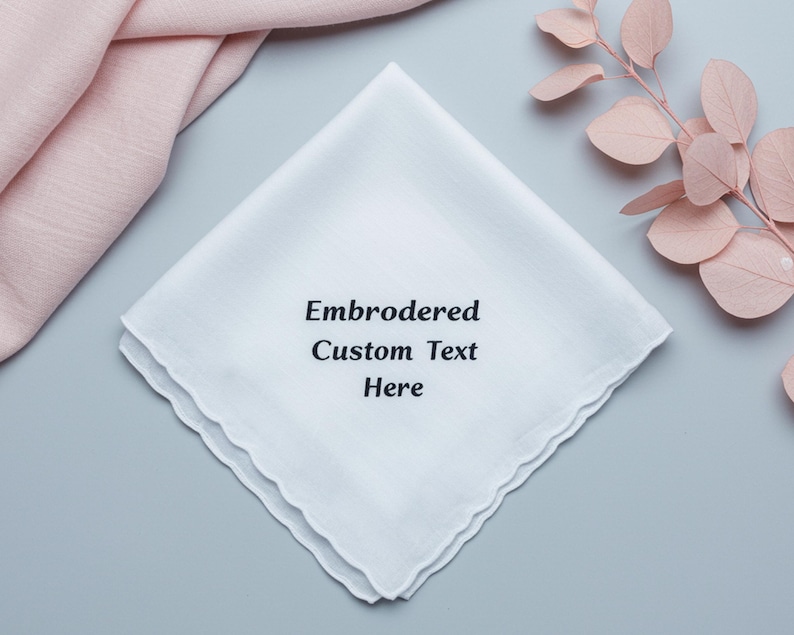 Personalized Embroidered Handkerchief With Custom Text, Wedding Gift ...